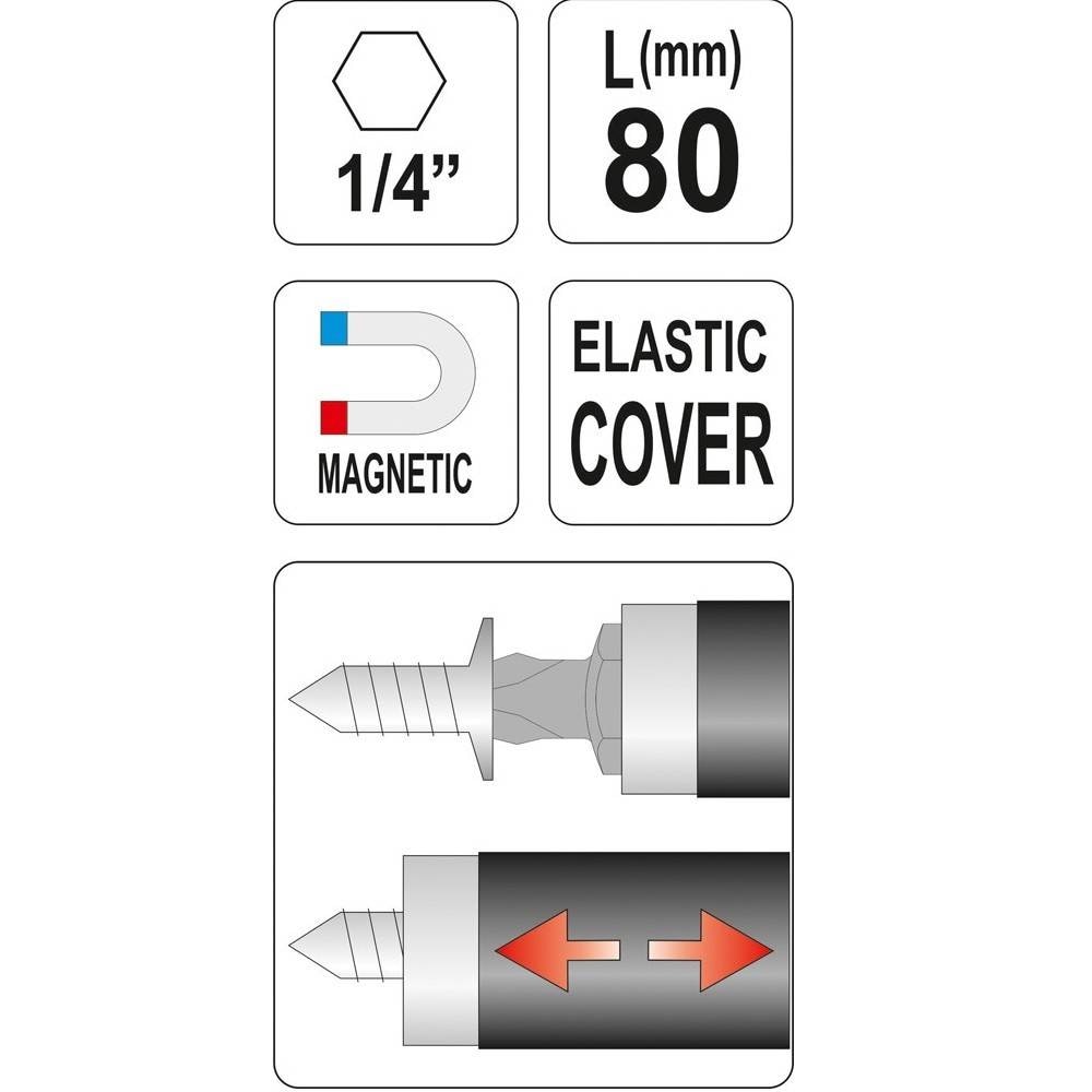 Adaptor bit surubelnita Yato YT-0467 magnetic 80mm - eMAG.ro
