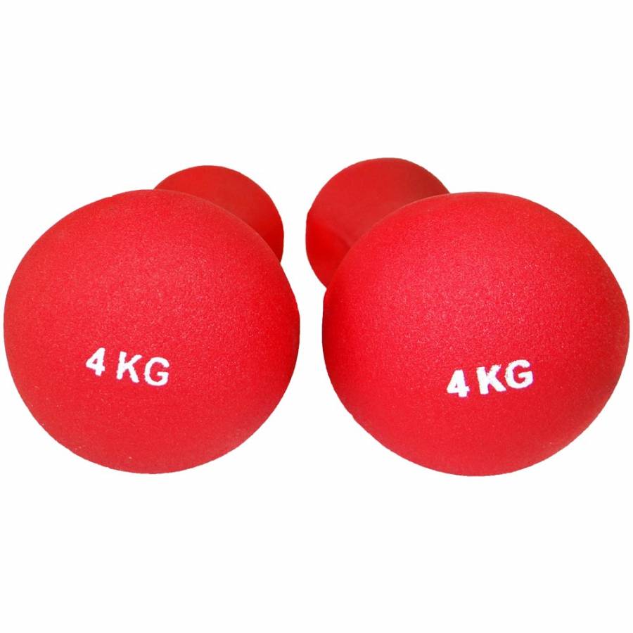Set 2 greutati fitness x 4 kg, Spartan, neopren, rosu, maner ergonomic ...