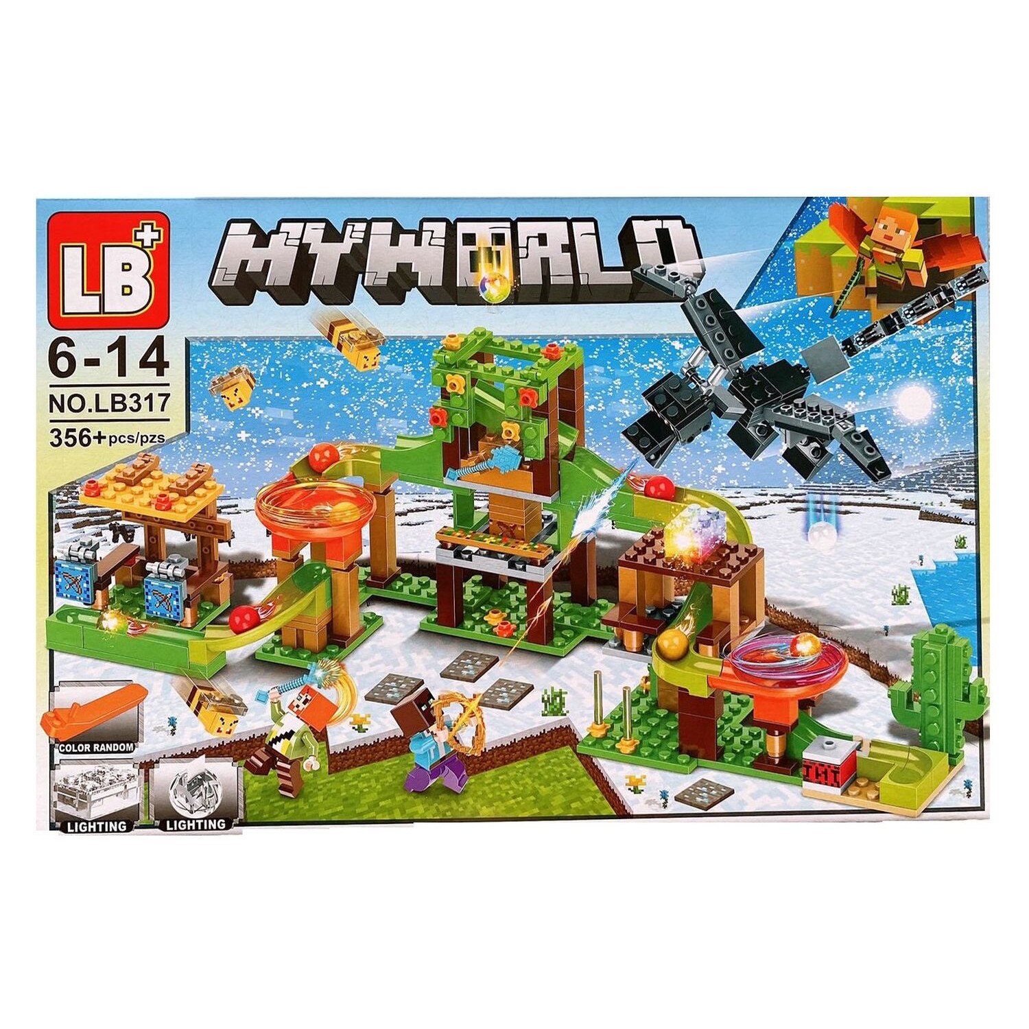 Set de constructie LB Plus, MyWorld of Minecraft cu efecte luminoase ...