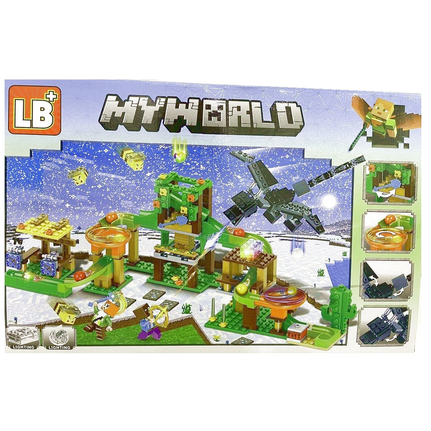 Set de constructie LB Plus, MyWorld of Minecraft cu efecte luminoase ...
