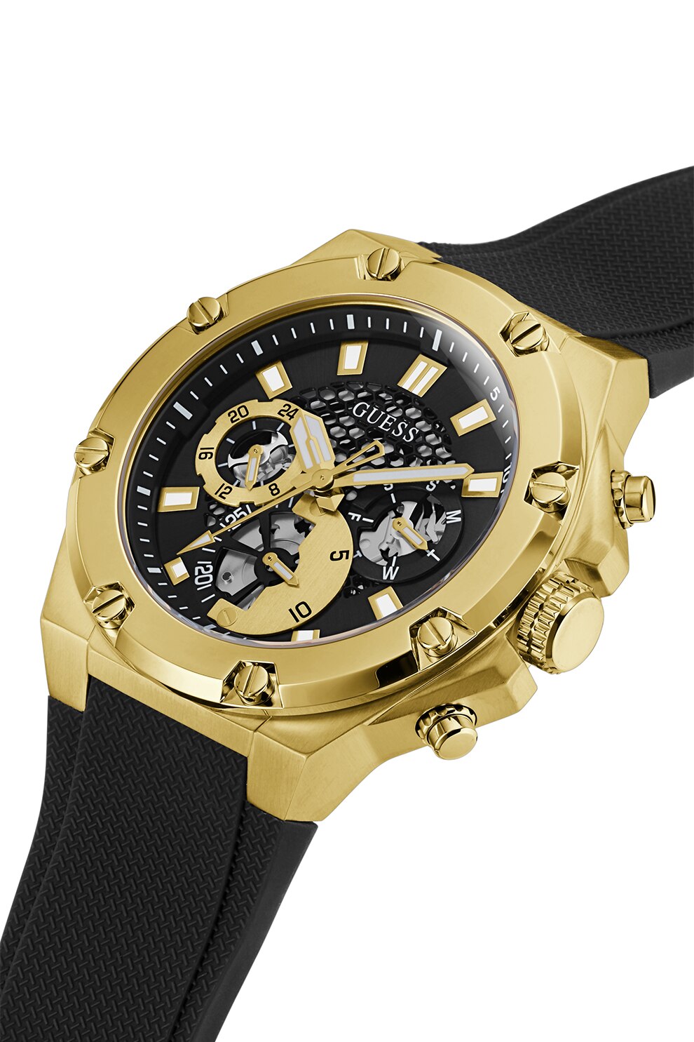 Guess, Ceas quartz cu functii multiple, Auriu/Negru - eMAG.ro