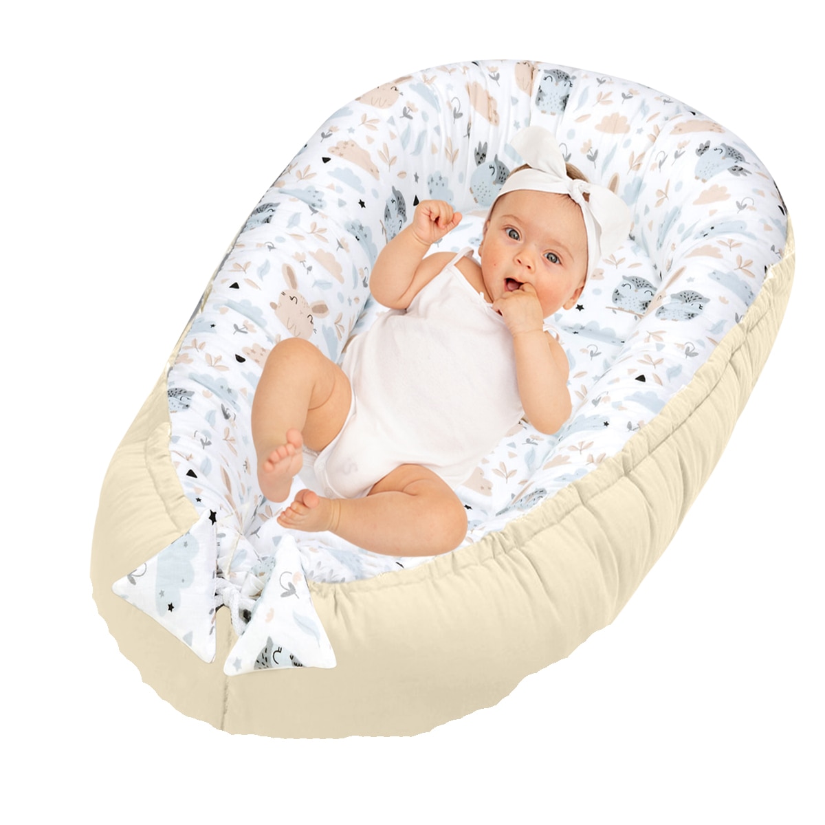Cosulet bebelus pentru dormit Kidizi Baby Nest Cocoon 90x50 cm Forest ...