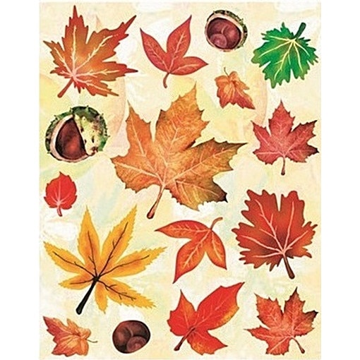 Sticker geam cu motive de toamna - frunze si castane, 30 x 42 cm - eMAG.ro