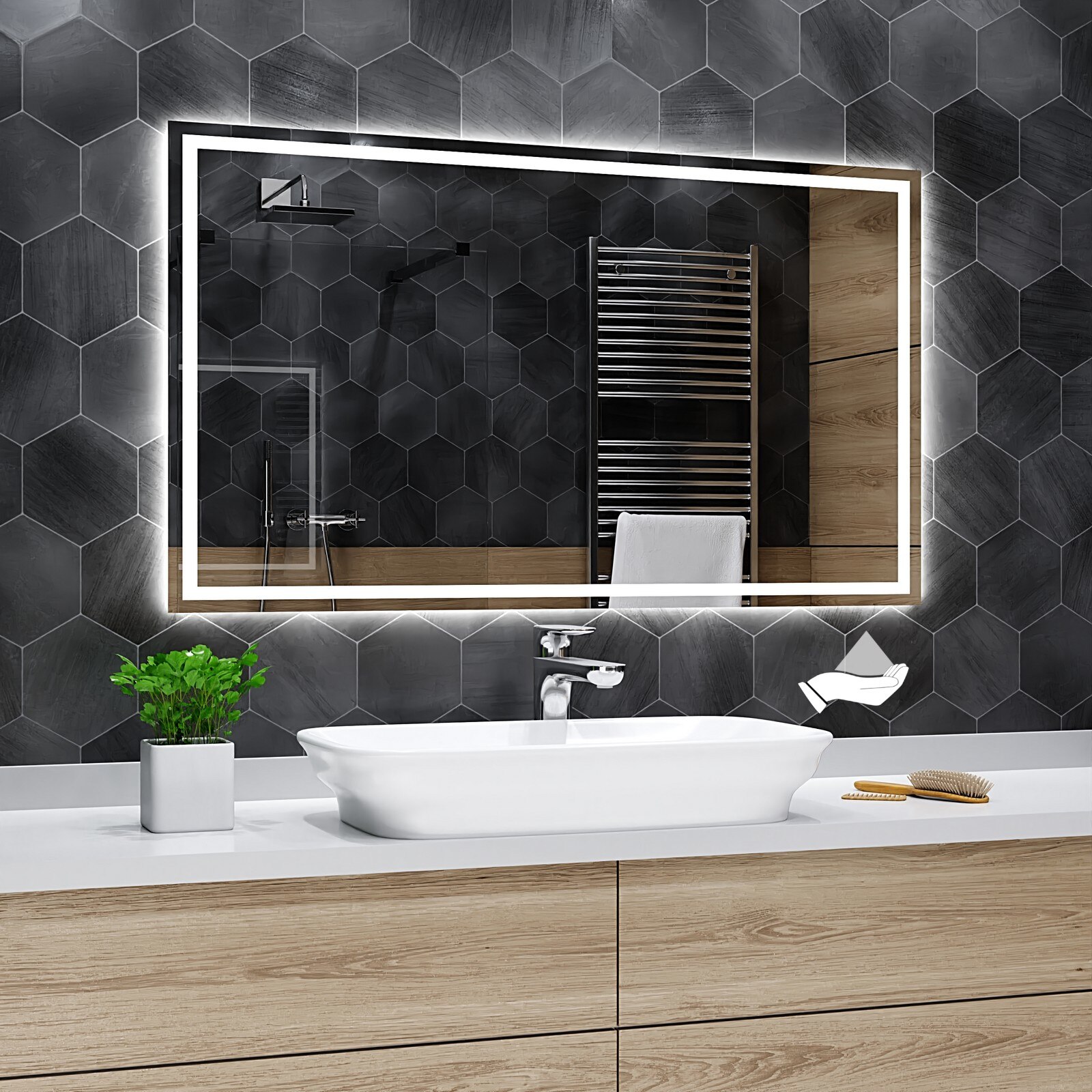 Oglinda iluminata cu LED Alasta, Atlanta 150x50 cm, Comutator senzor IR ...