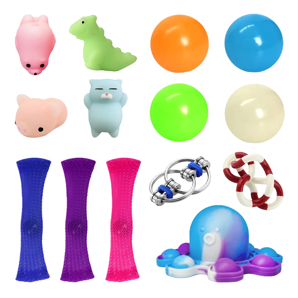 Set 14 Jucarii Zenuk® - Fidget Toys, Pop It, Squishy Mushy, Marble Mesh ...