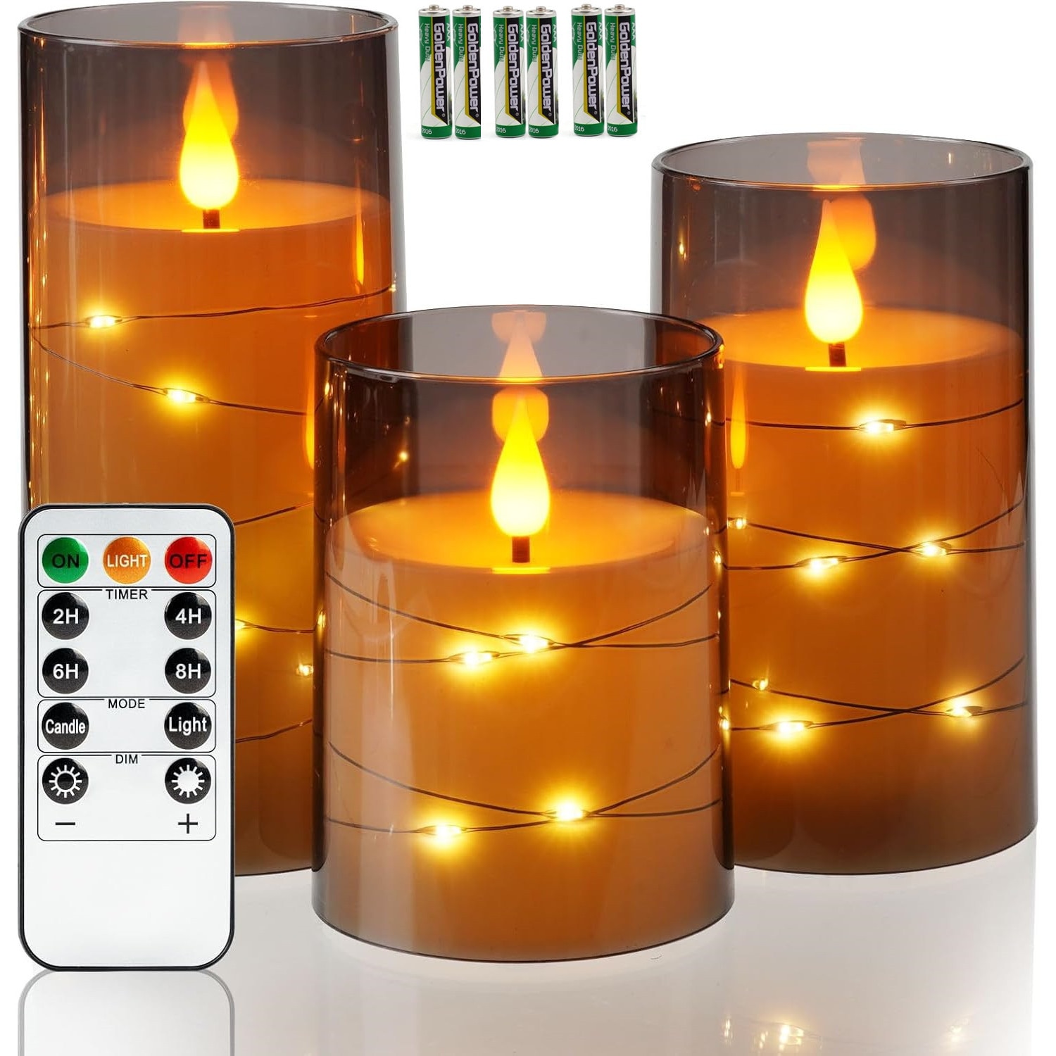 Set 6 lumanari electronice, Necesita 6 baterii, LED, Telecomanda ...