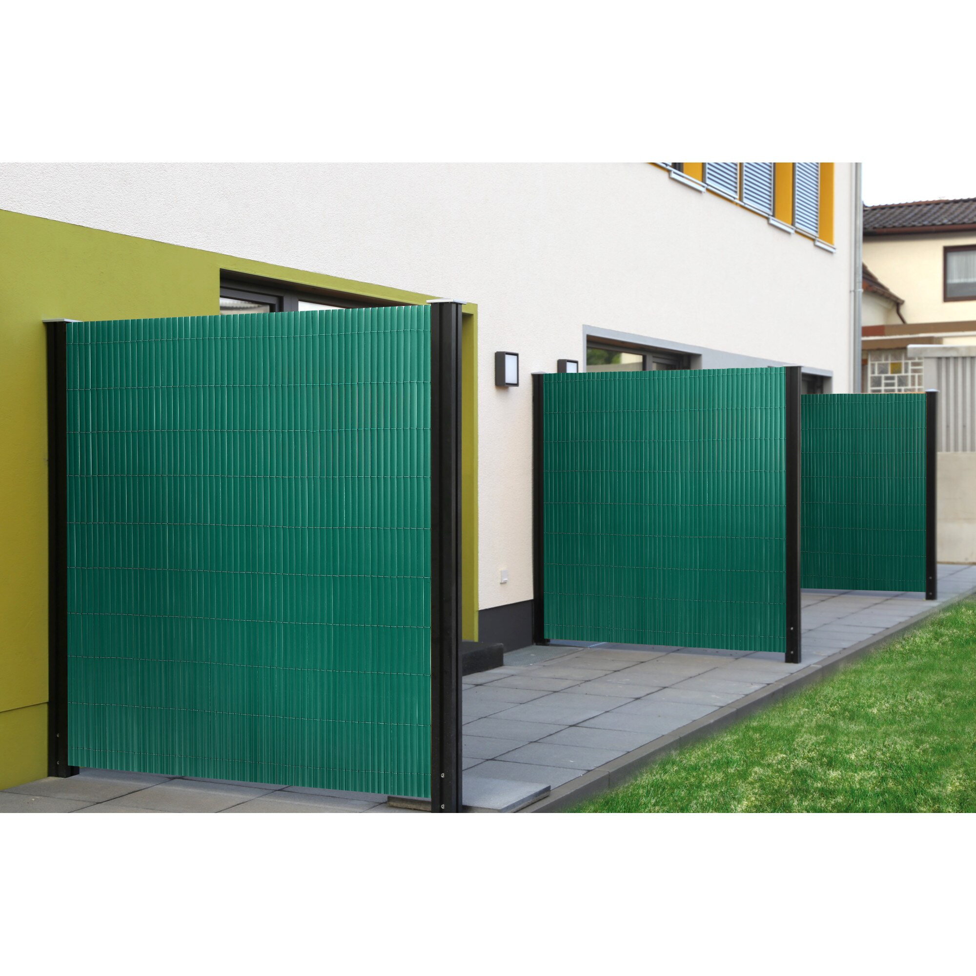 Paravan Bambus Artificial Verde din lamele cu fata dubla si sectiune ...