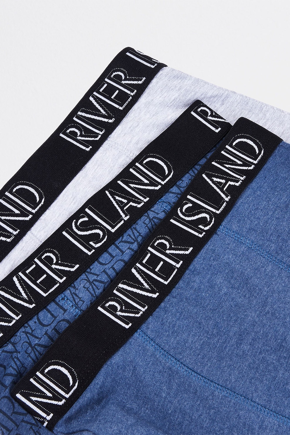 RIVER ISLAND, Боксерки с лого, 5 чифта, Син/Бял, 146-152 CM Standard ...