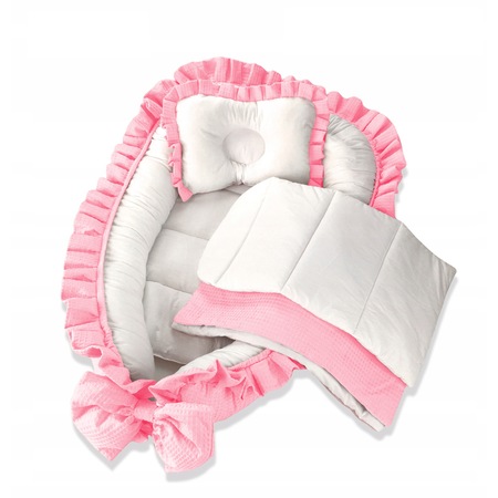Set 4 piese cosulet bebe (baby nest), lenjerie, salteluta si perna, 100 ...