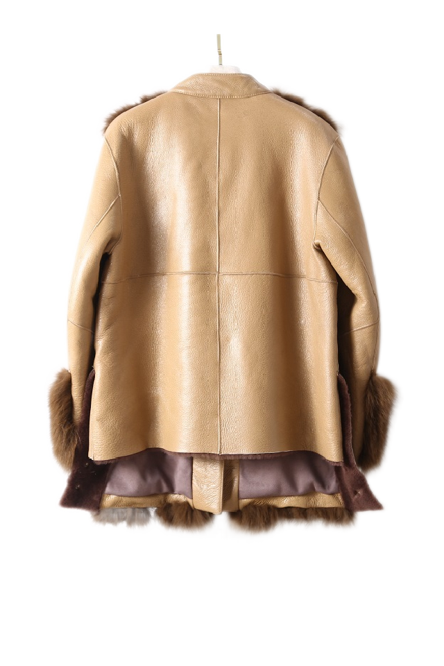 Női kabát valódi bőr, Merinó gyapjú, Hókirálynő, Bézs-barna - eMAG.hu