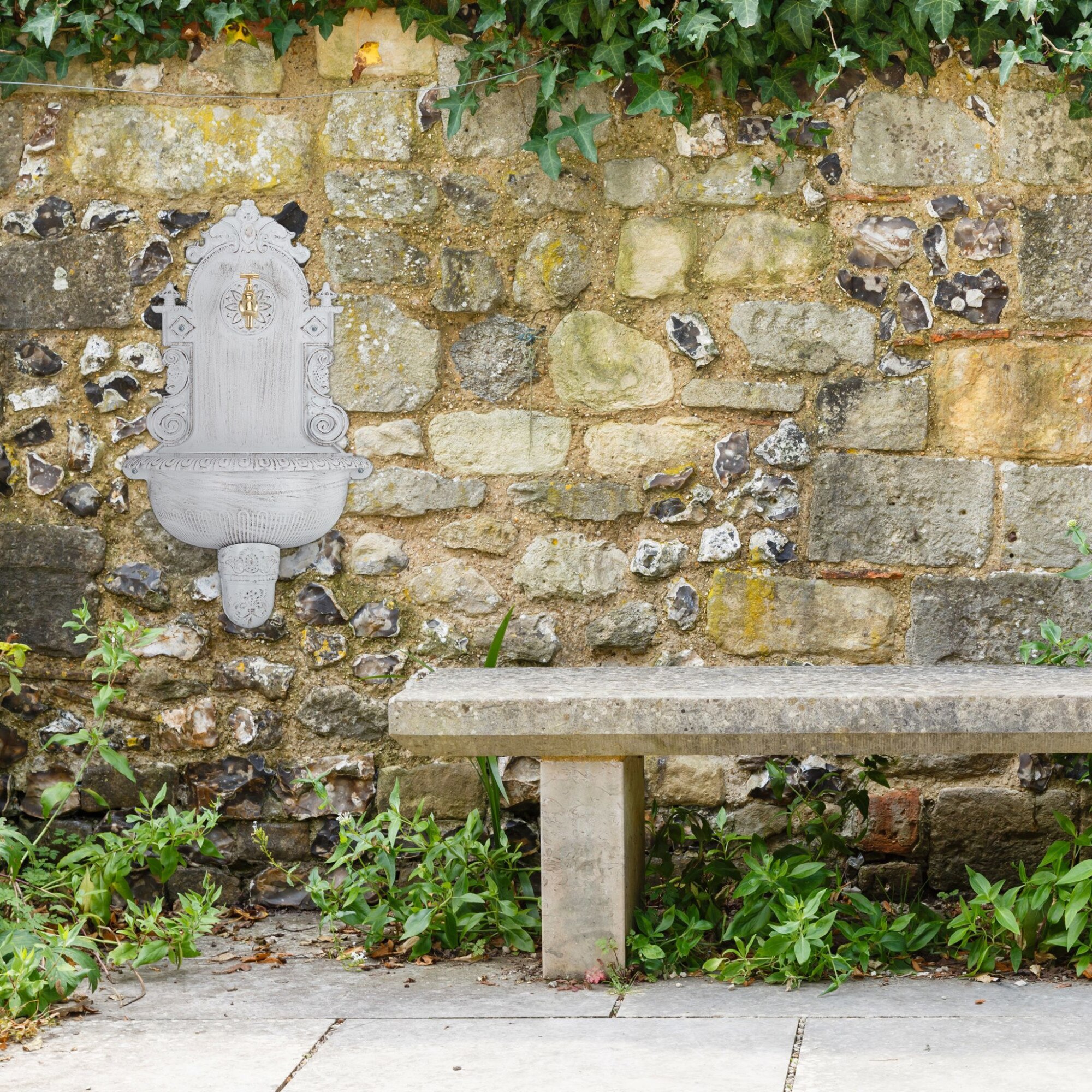 Chiuveta de perete cu dop blocare scurgere, pentru gradina, aluminiu ...