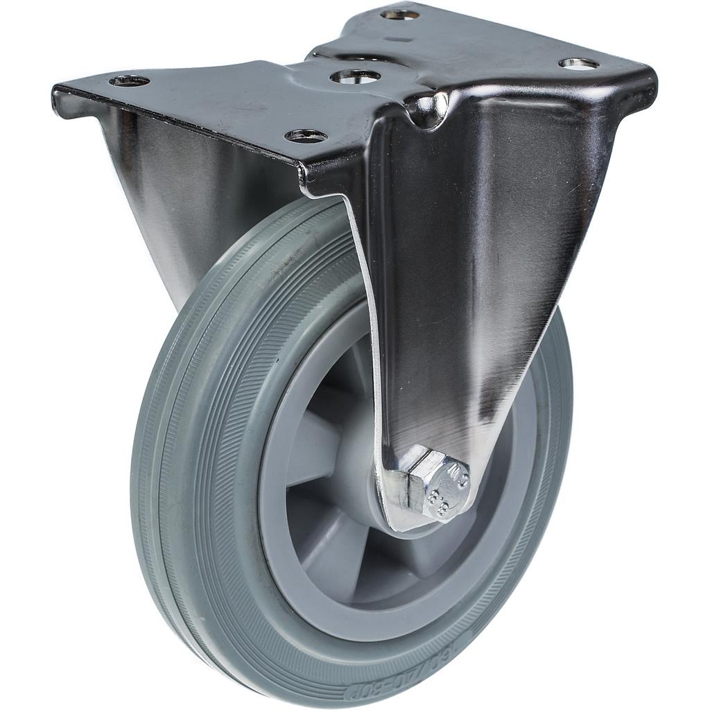 Roata fixa din otel inoxidabil cu cauciuc solid, Centru din plastic ...