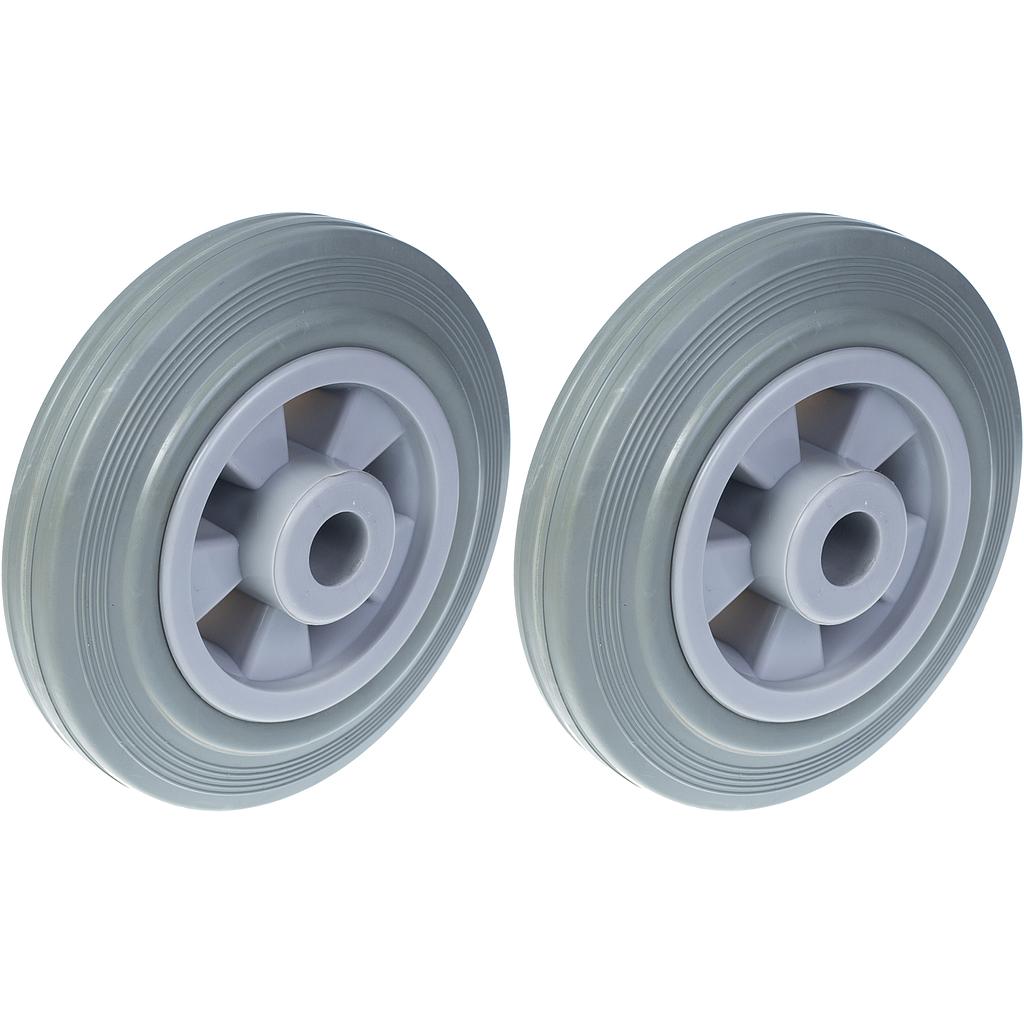 Set 2 roti cu anvelopa din cauciuc solid, Centru din plastic, Rulment ...