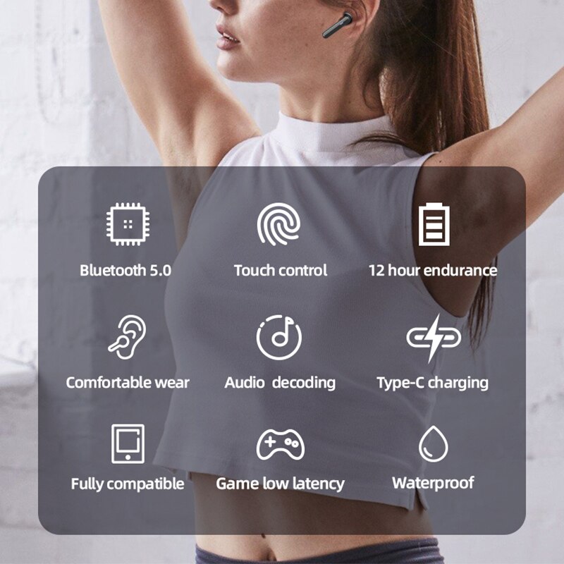 Casti wireless cu microfon, Angel City, Bluetooth, Universal, 15m ...