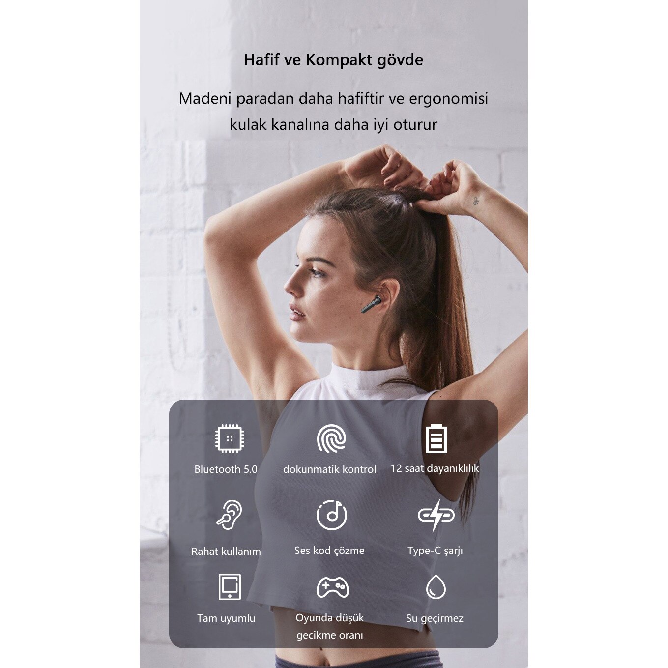 Casti wireless cu microfon, Angel City, Bluetooth, Universal, 15m, Alb ...