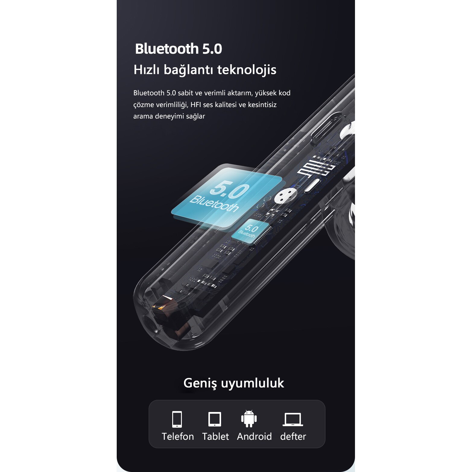 Casti wireless cu microfon, Angel City, Bluetooth, Universal, 15m, Alb ...