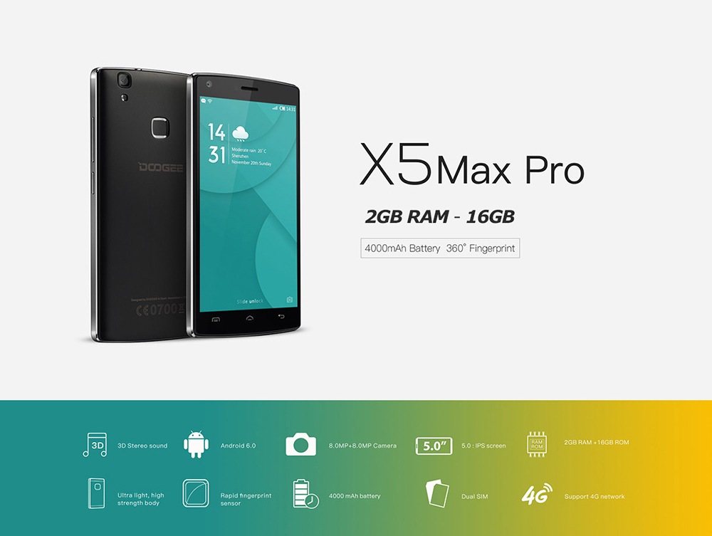 Telefon mobil Doogee X5 Max Pro, Dual SIM, 16GB, 4G, Black - eMAG.ro