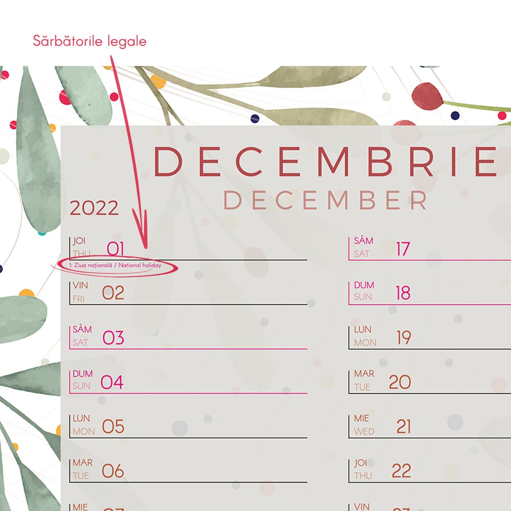 Calendar perete - Planificator format A4 "Monthly Planner" 2022, 13 ...