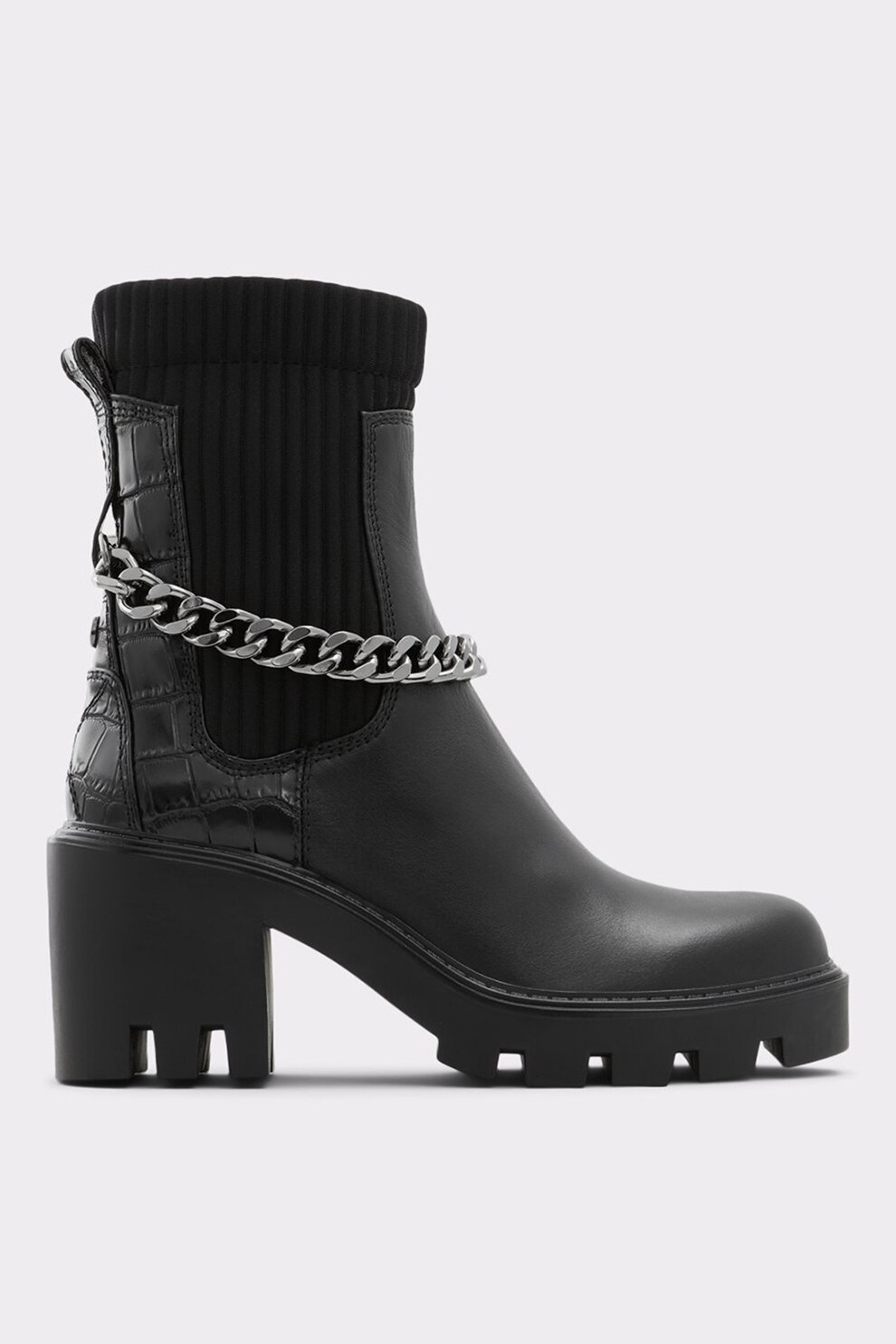 Aldo, Botine Chelsea din piele cu toc bloc Allout, Negru, 6 - eMAG.ro