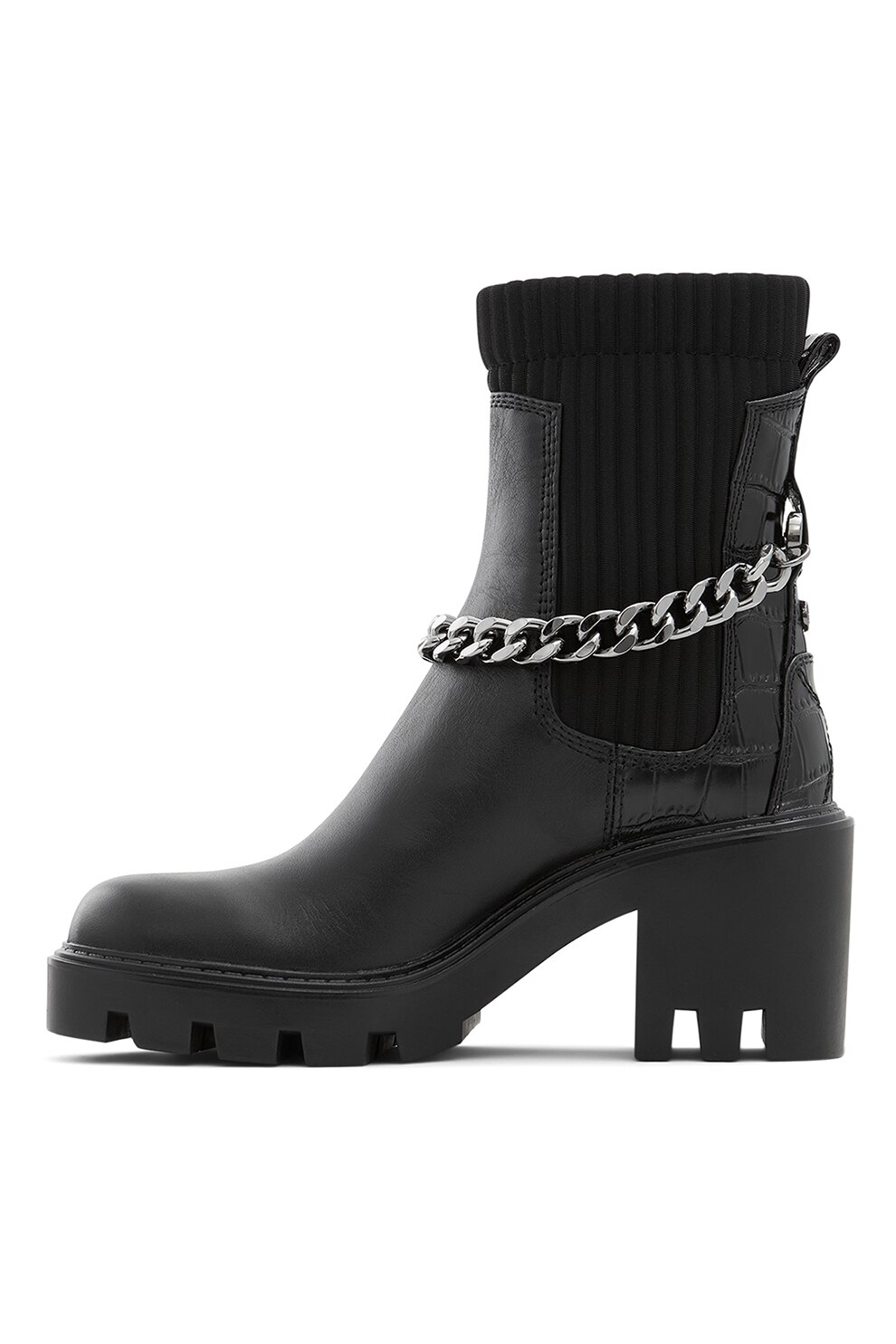 Aldo, Botine Chelsea din piele cu toc bloc Allout, Negru, 6 - eMAG.ro