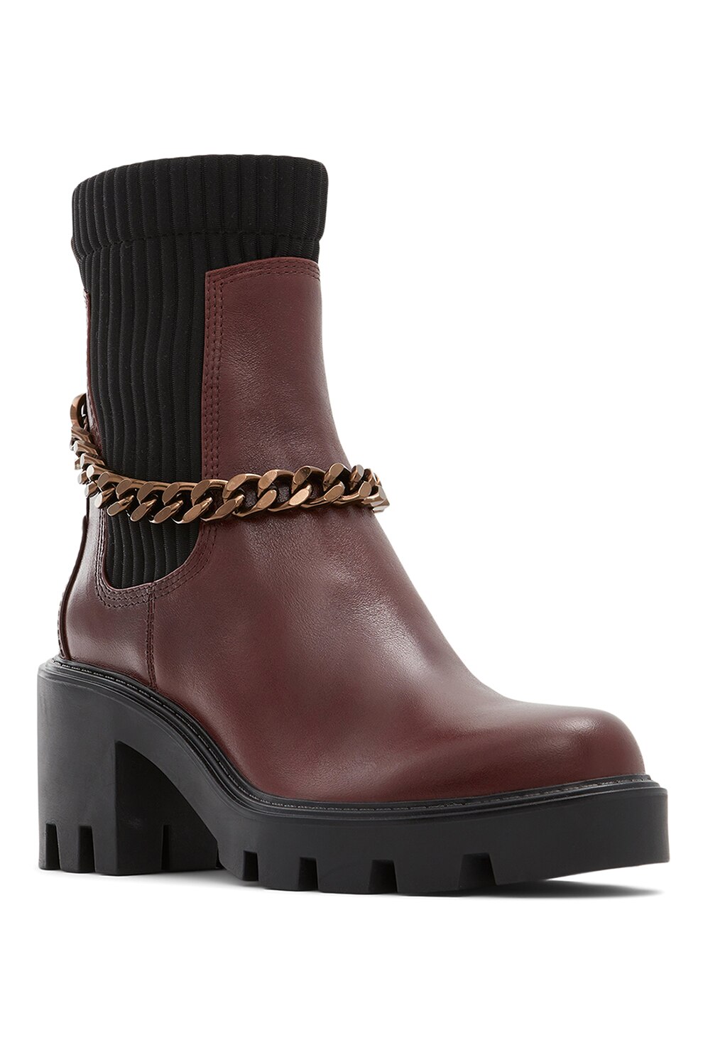 Aldo, Botine Chelsea din piele cu toc bloc Allout, Coniac, 7.5 - eMAG.ro