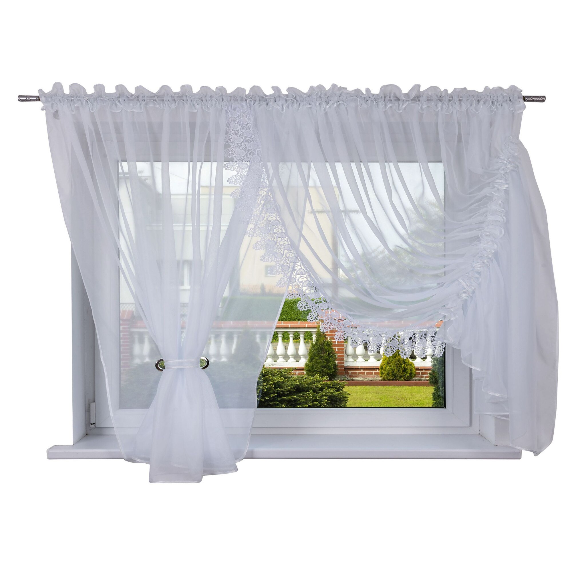 Perdea Brazilia Alb, 390 x 150 cm Stanga - eMAG.ro