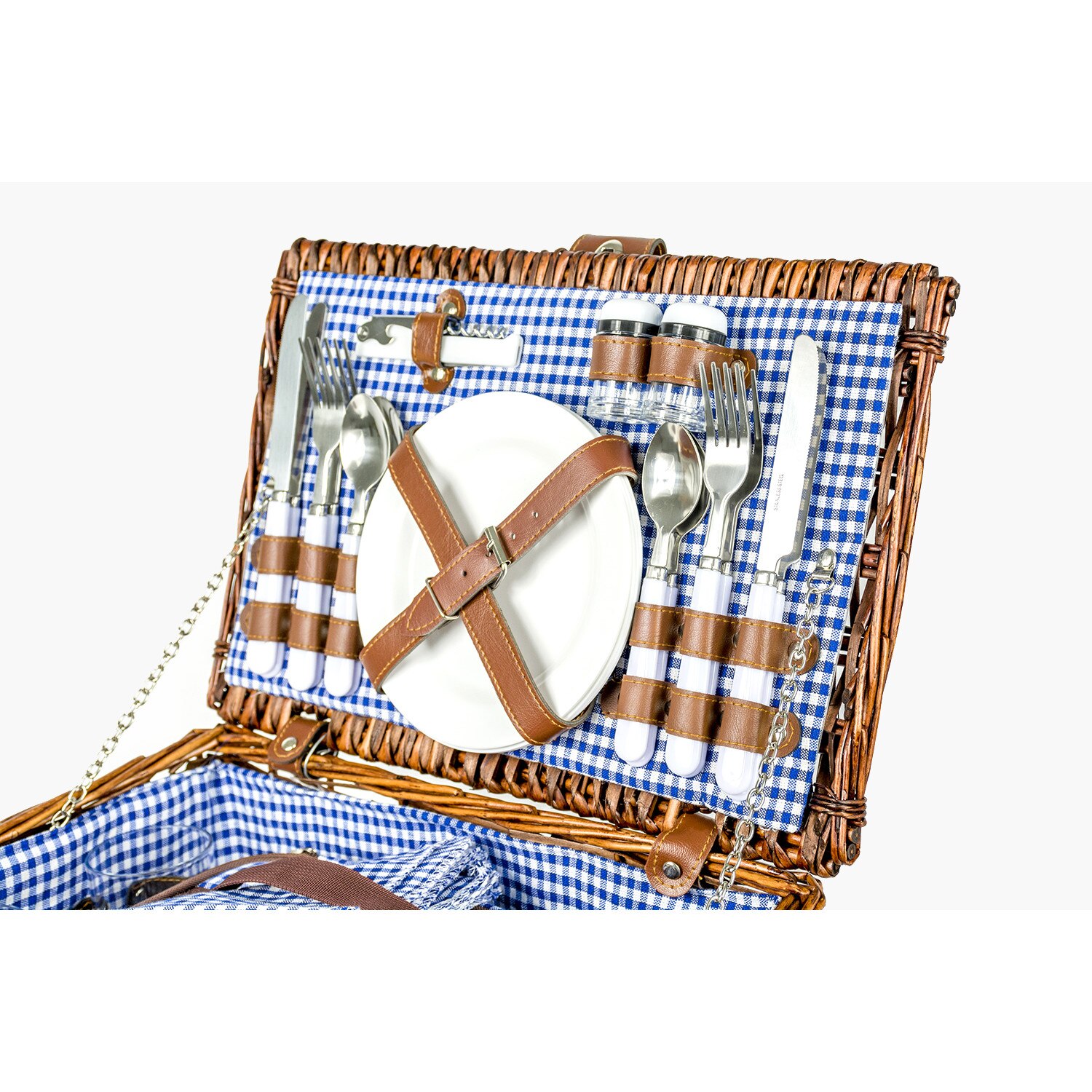 Cos picnic, Zolta, Echipat, Imprimeu carouri, 4 persoane, Rachita, Maro ...