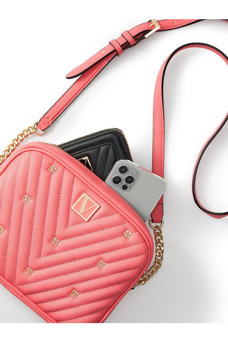 Geanta, Victoria's Secret, The Victoria Top Zip Crossbody, Hot Peony ...