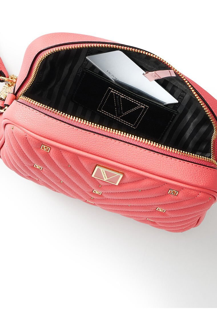 Geanta, Victoria's Secret, The Victoria Top Zip Crossbody, Hot Peony ...