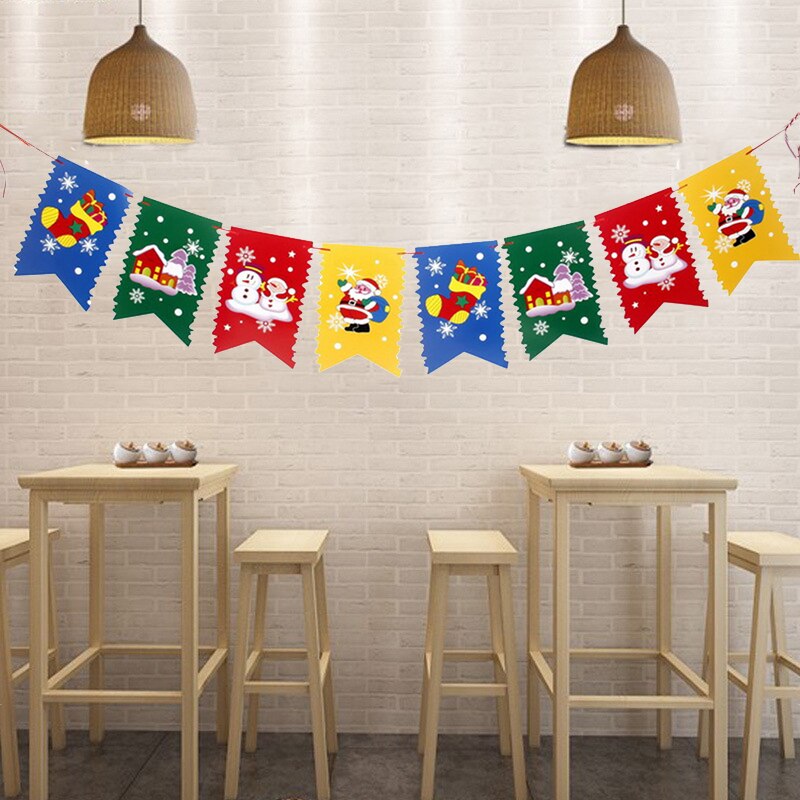 Set 8 bannere steaguri de Craciun, model coada de peste, 28.5x17.5cm ...