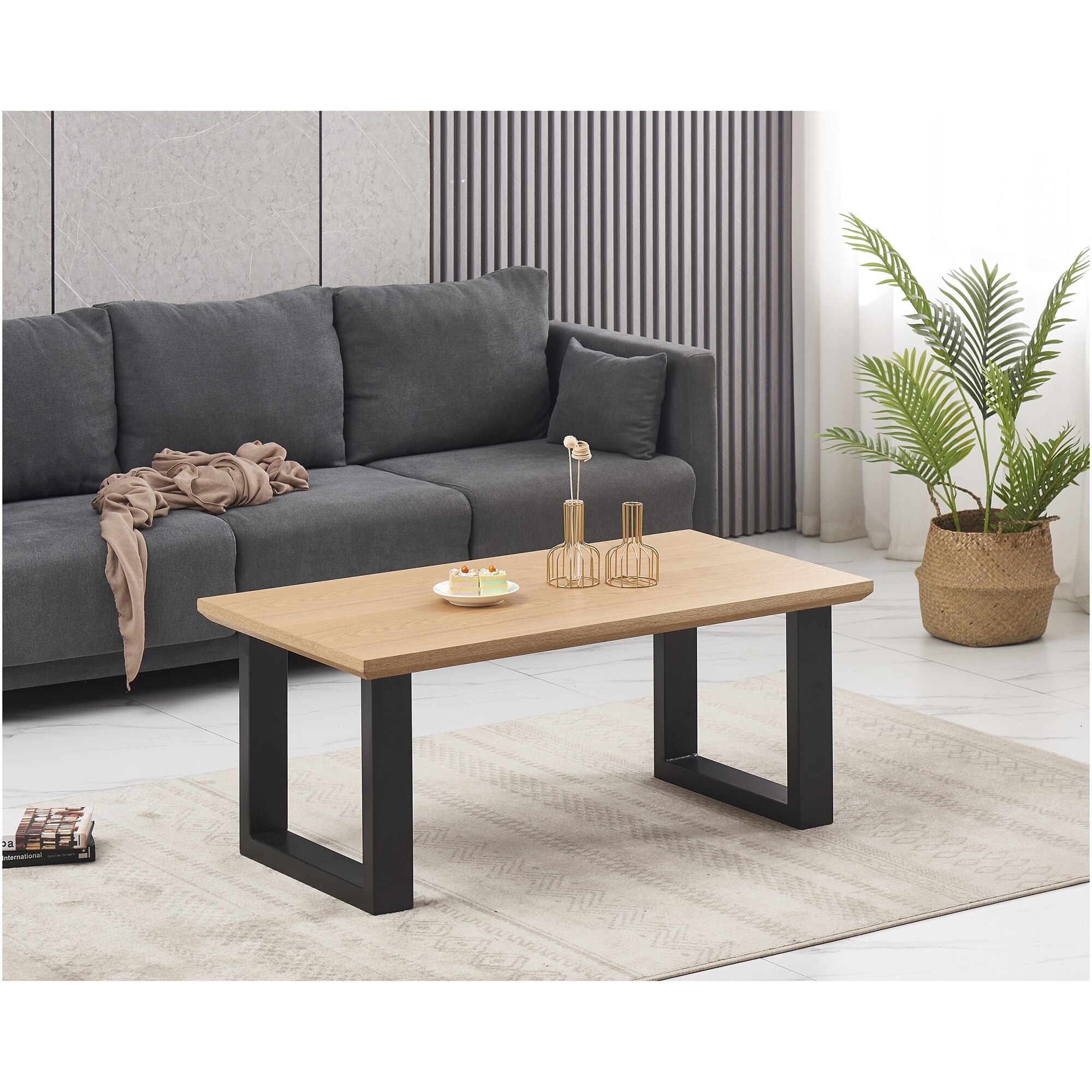 Masa cafea Kring Portland, metal, picioare U, 110x60x45 cm, finisaj ...