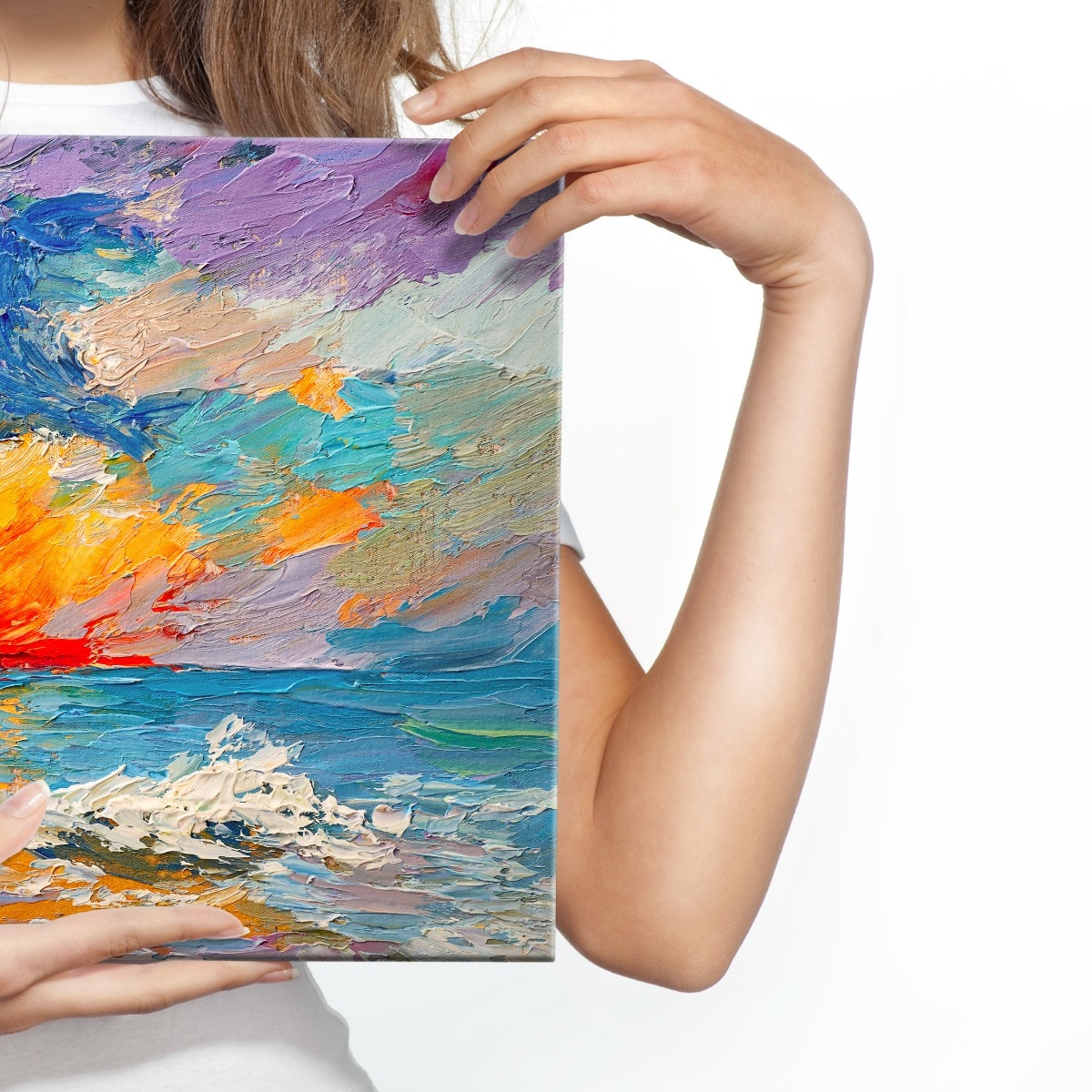 Tablou pentru living mare apa cer abstractie 120cm x 80cm Colorat ...