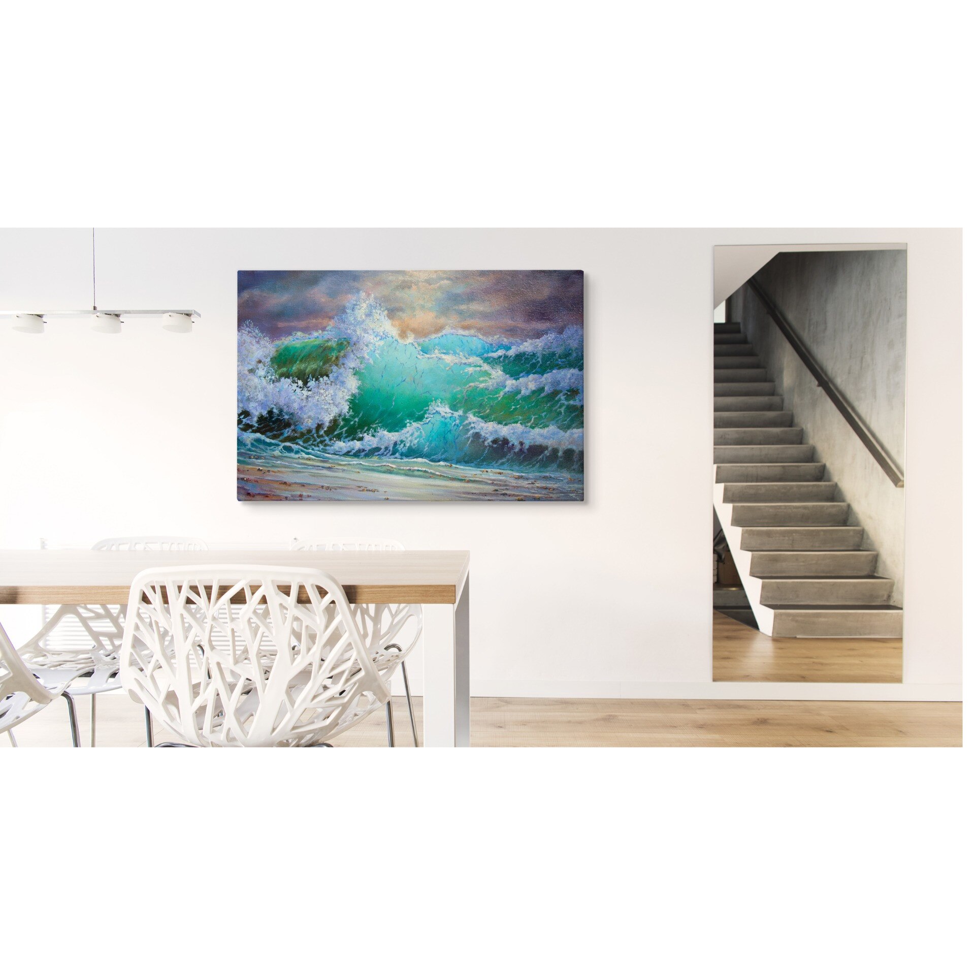 Tablou pentru sufragerie mare valuri apa turcoaz 70cm x 50cm Peisaj ...