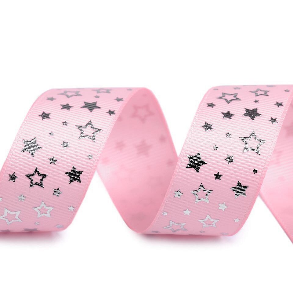 Panglica ripsata cu stelute, roz deschis, 5 m, latime 20 mm - eMAG.ro