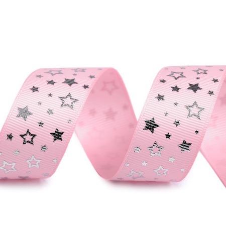 Panglica ripsata cu stelute, roz deschis, 5 m, latime 20 mm - eMAG.ro