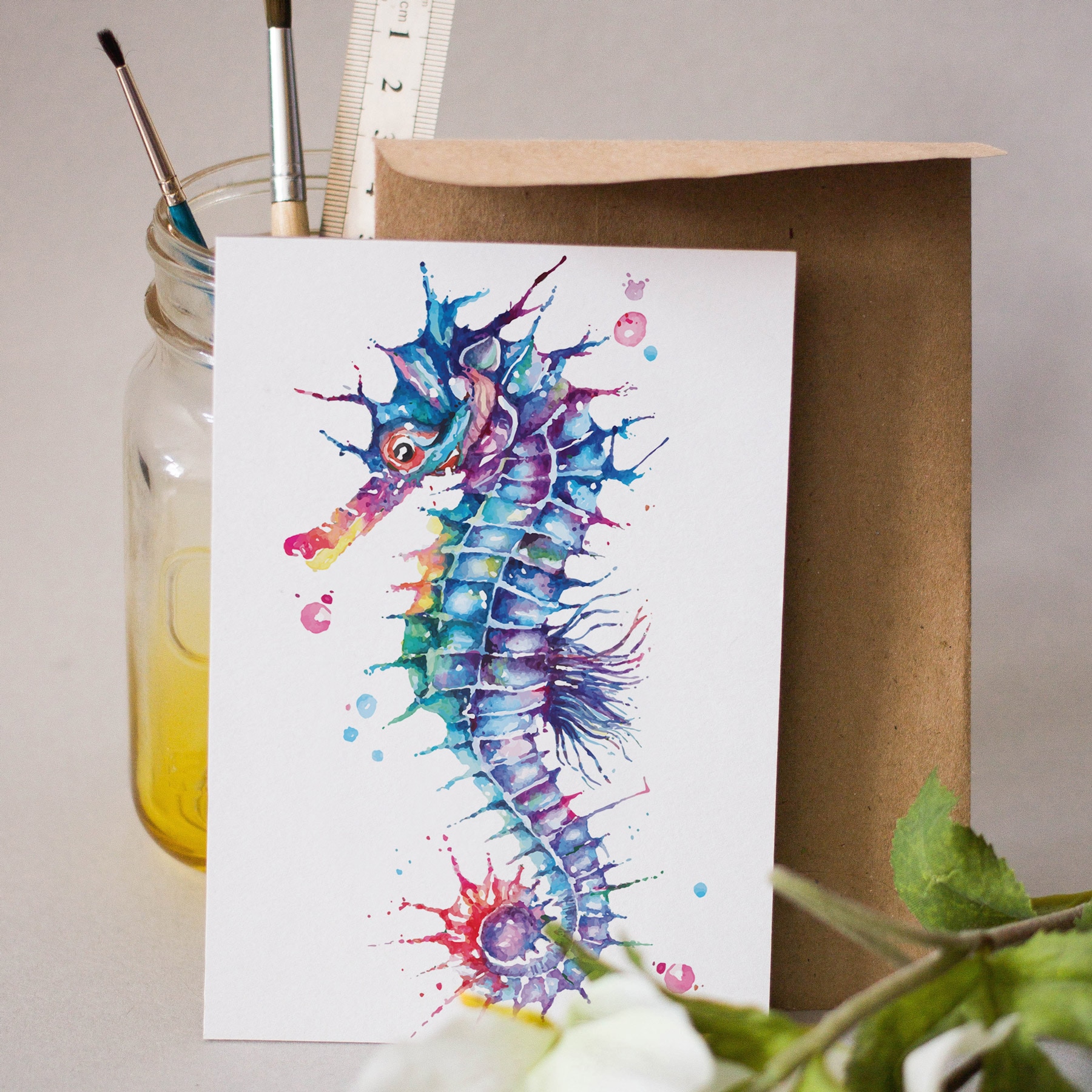 Felicitare 100% reciclata cu plic, hartie texturata premium - calut de ...