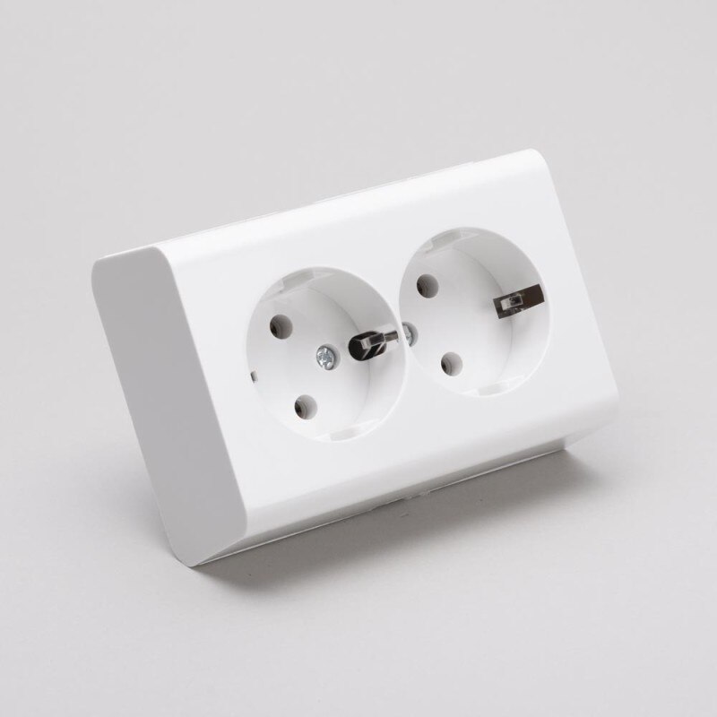 Priza Dubla cu CP PT Alb, 402-010000-907 - eMAG.ro