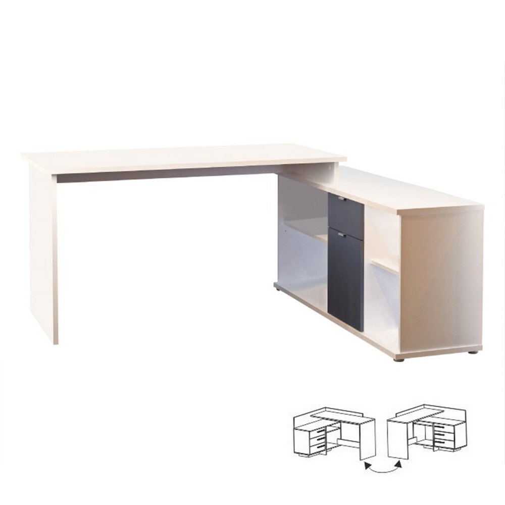 Birou de colt ,gri antracit/alb, universal stanga sau dreapta,167 ...