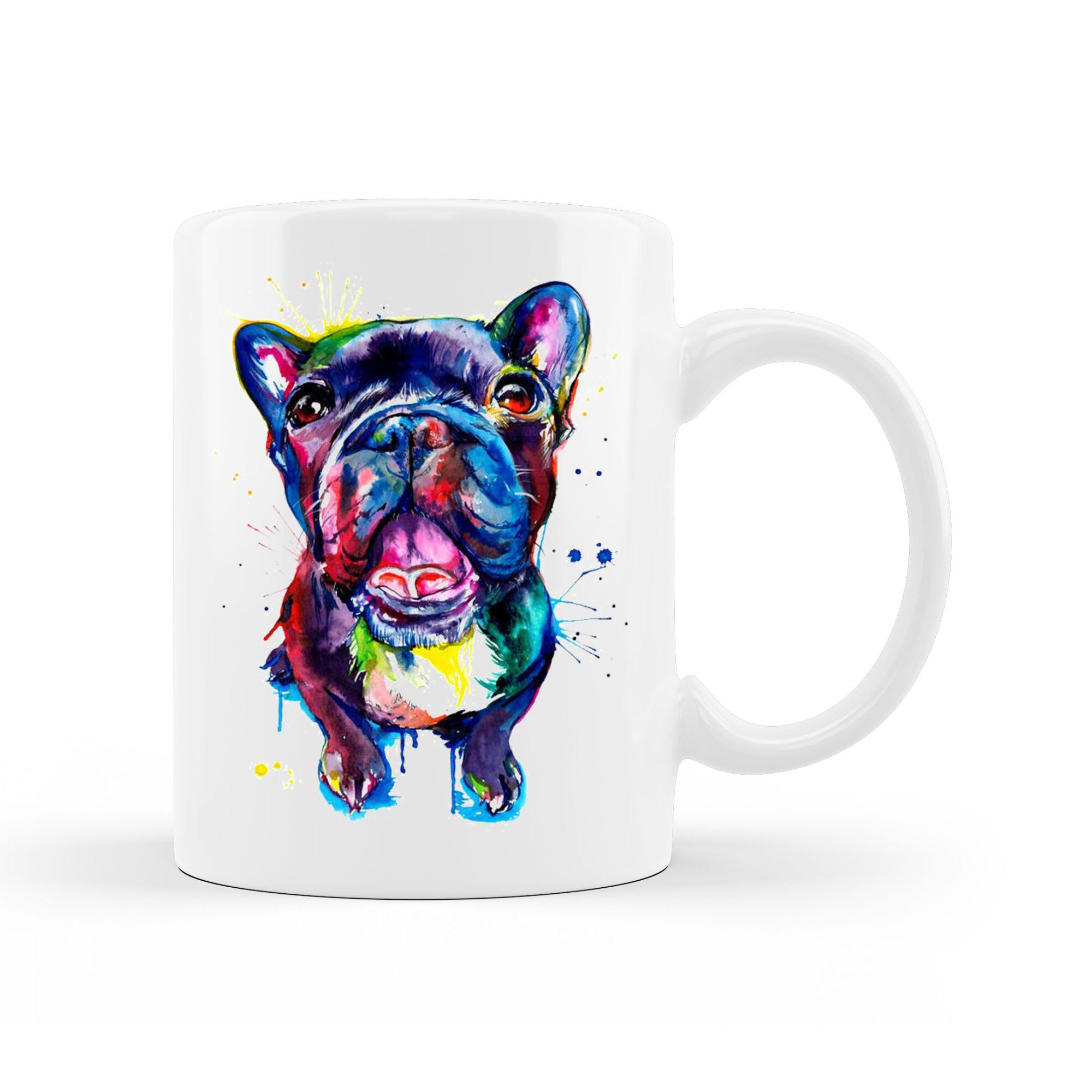 Cana personalizata cu imagine caine Bulldog colorat, ceramica alba, 330 ...