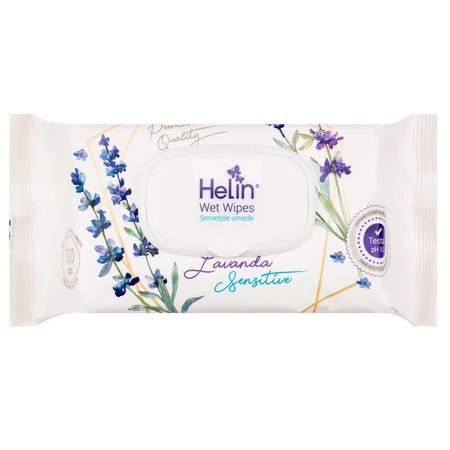 Set 100 Servetele Umede Helin, Lavanda Sensitive, Premium Quality - eMAG.ro