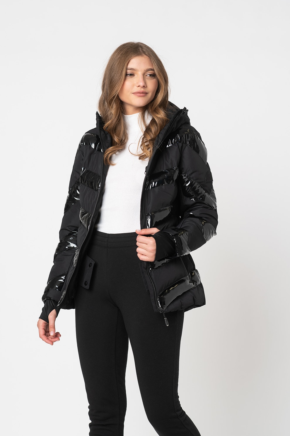 ELLESSE, Geaca cu vatelina si insertii lucioase, pentru schi Bianca ...