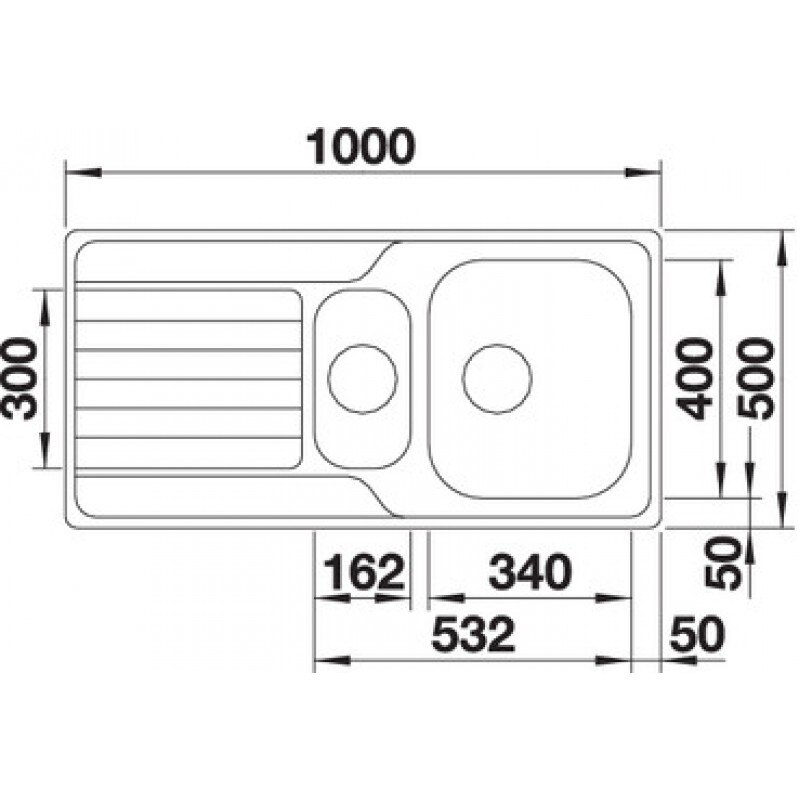 Кухненска мивка Blanco DINAS 6S, два плота, полирана повърхност ...