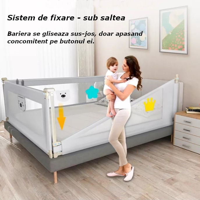 Bariera de protectie pentru pat bebe, margine de siguranta cu inaltime ...
