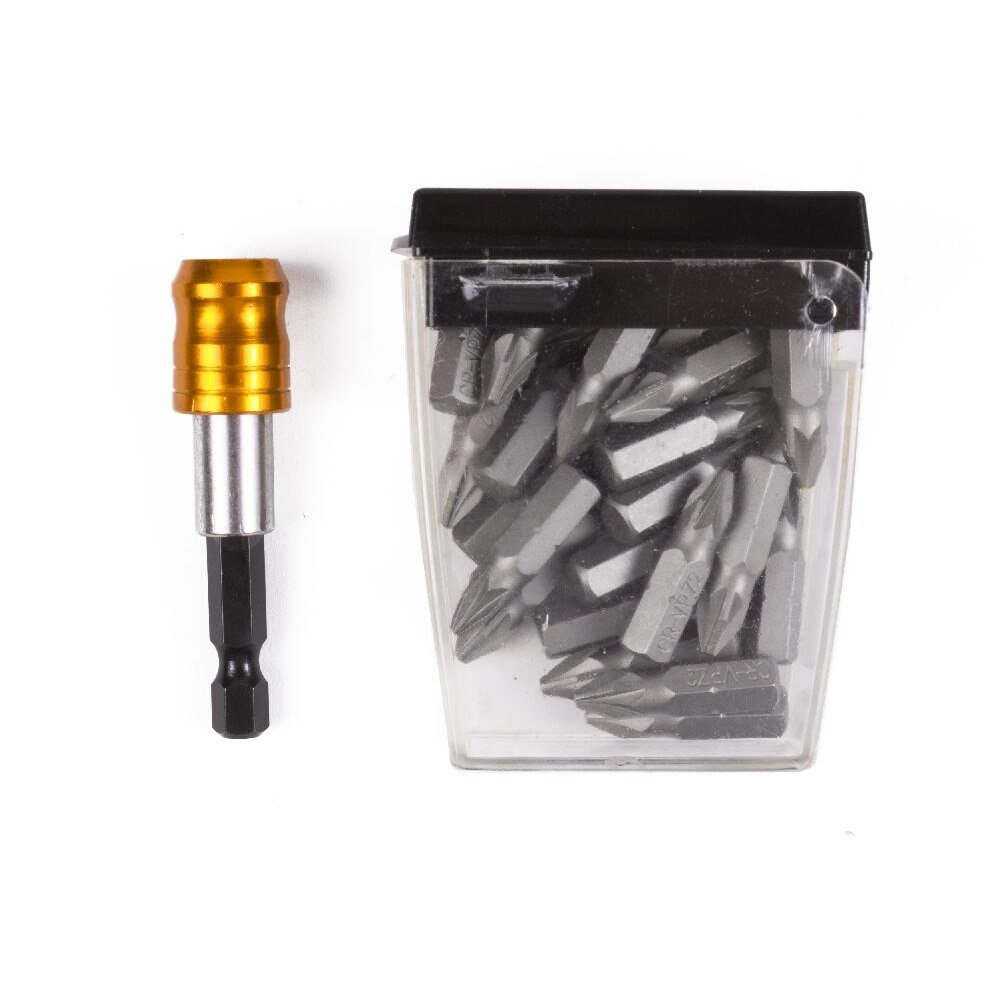 Set 26 piese, Bituri hexagonale PZ2 CRV plus adaptor cu sistem de ...