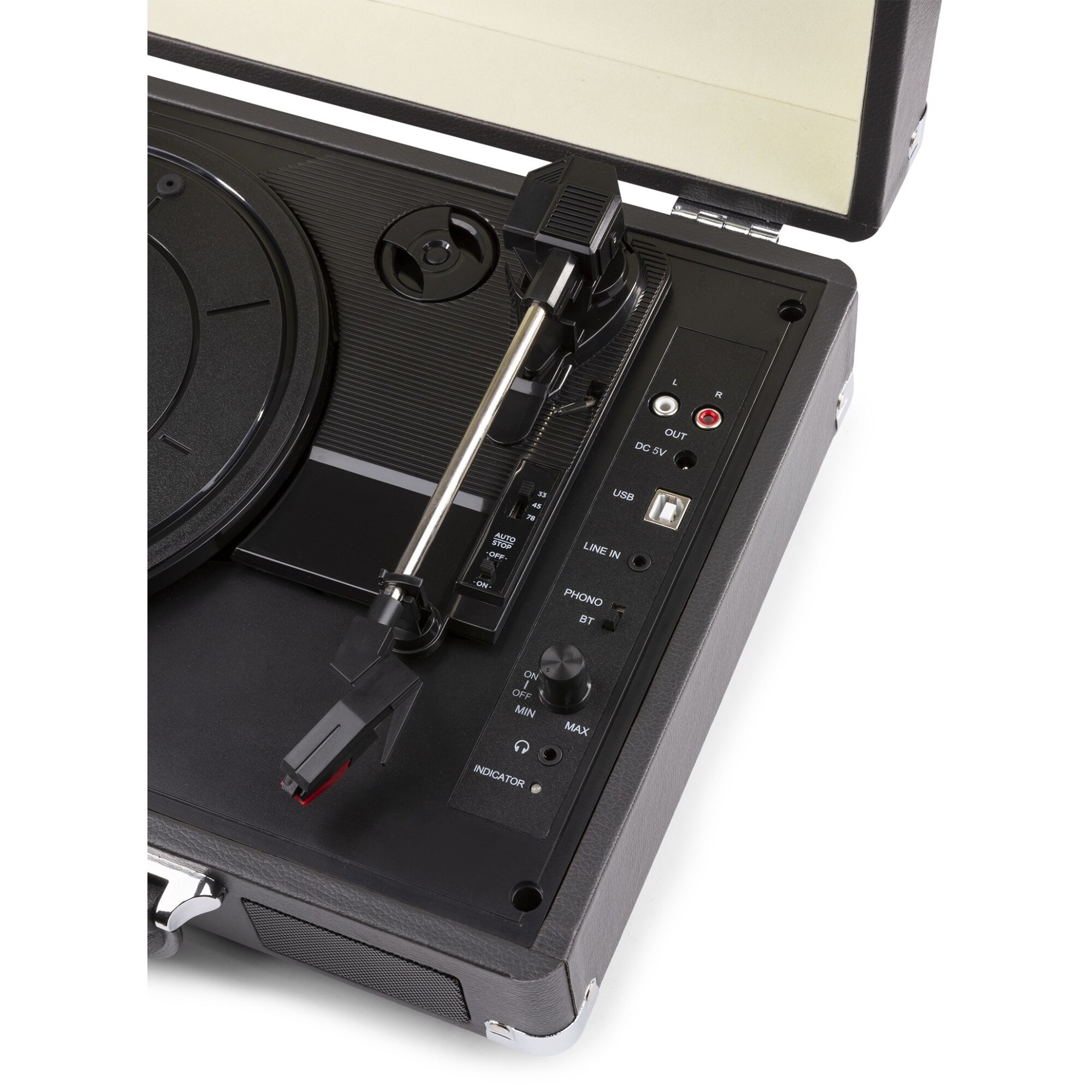 Pick-up cu Bluetooth, finisaj lemn/piele PU, gri, Fenton RP115C - eMAG.ro