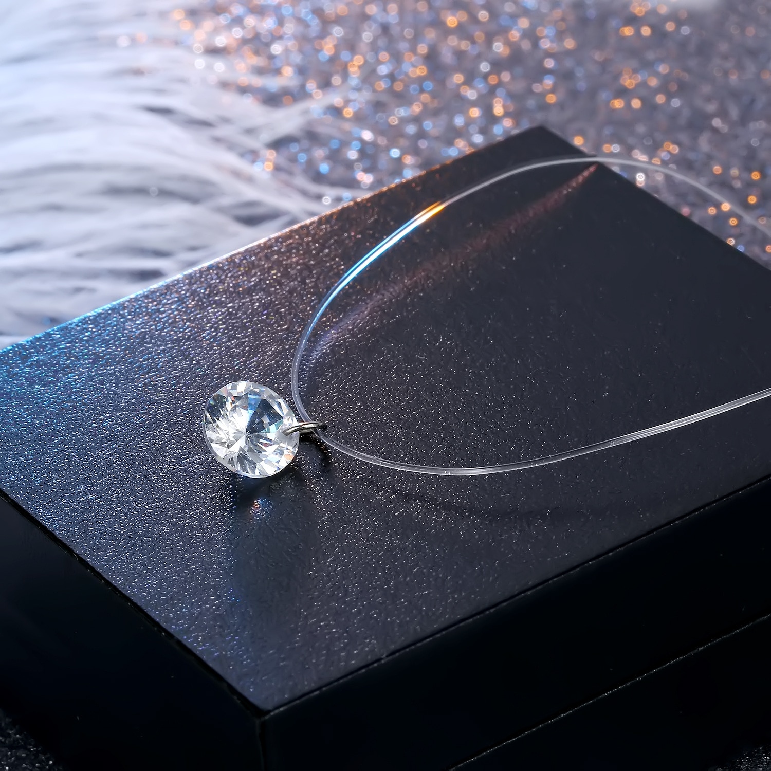 Colier Dama, Nevermore, Chocker Cristal cu Guta Elastica Transparent ...