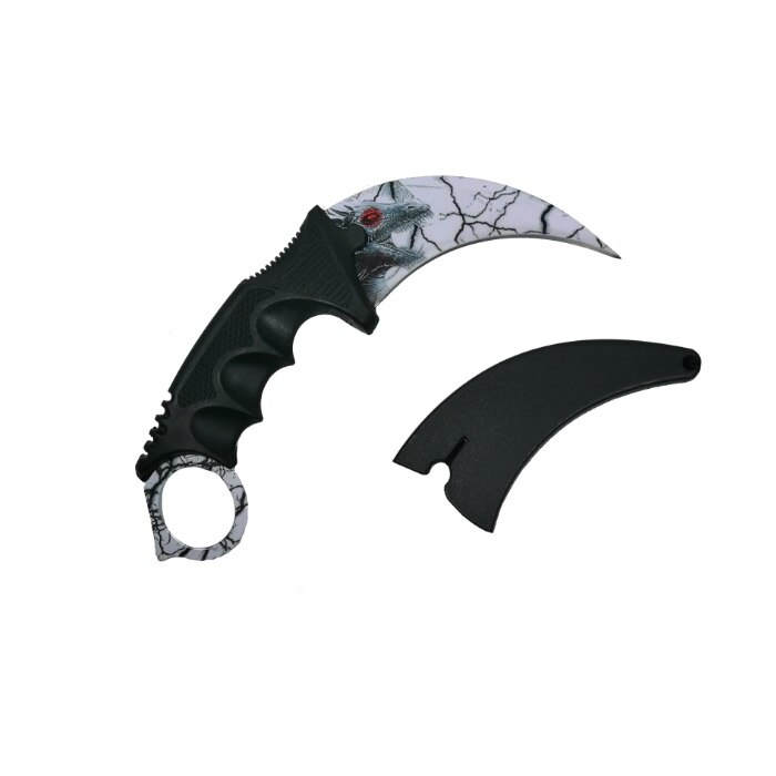 Cutit Karambit, fara lama, De Antrenament, alb, Cerber, 18 cm - eMAG.ro