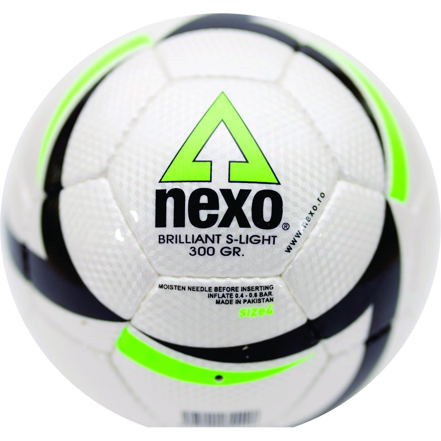 Minge fotbal NEXO Brilliant S-Light, 300gr, alb/verde, marimea 4 - eMAG.ro