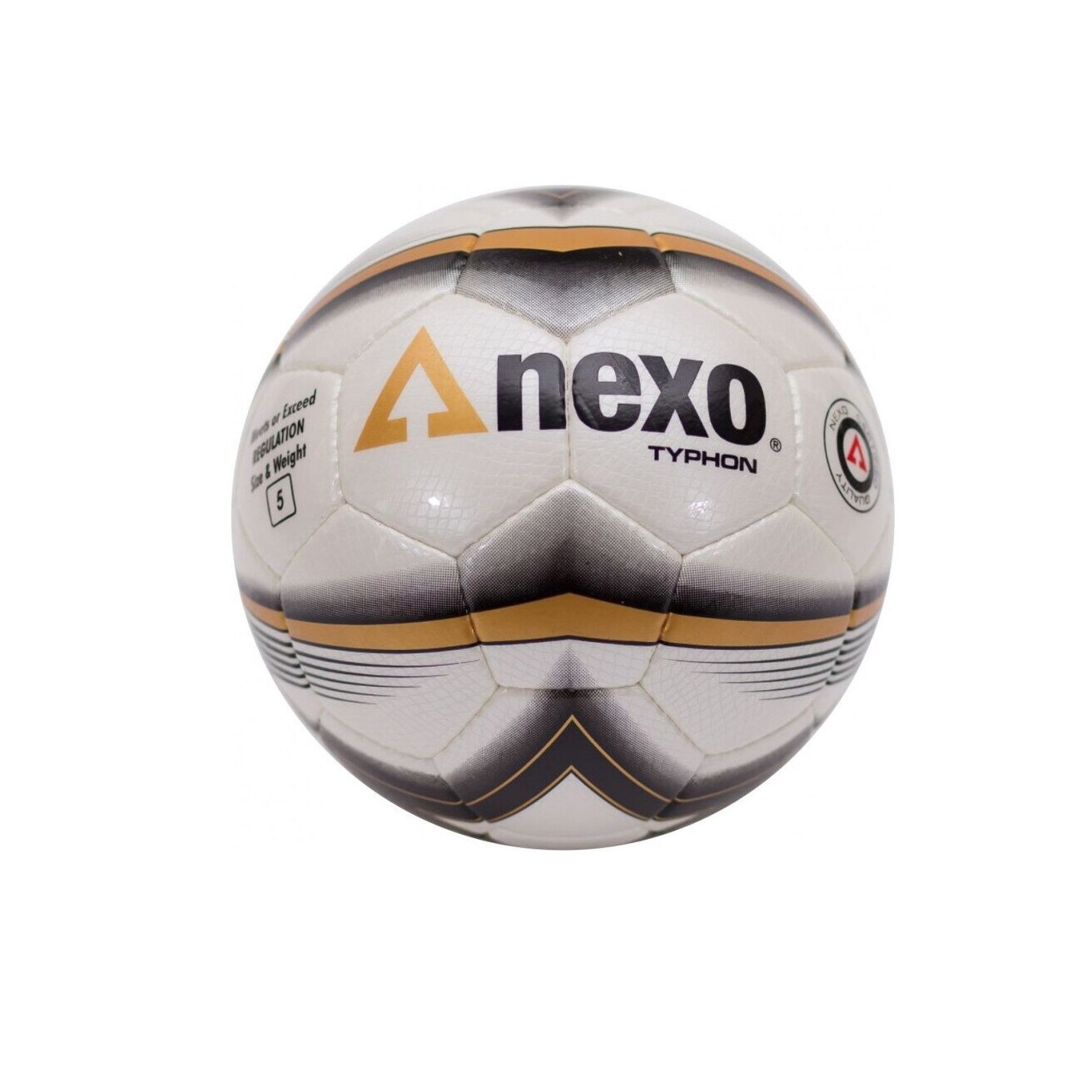 Minge fotbal NEXO Typhon alb/negru, marimea 5 - eMAG.ro