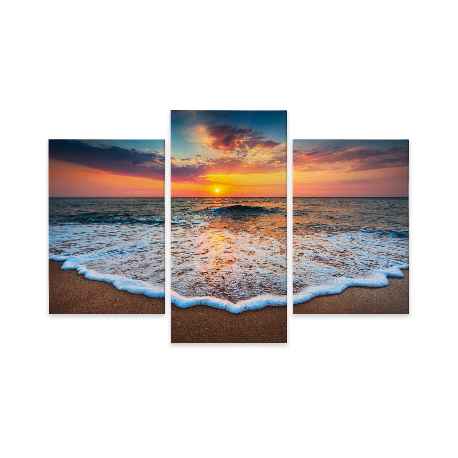 Tablou TRIPTIC Mare Valuri Soare Peisaj 3D 90cm x 60cm Soare, Cer, Nori ...